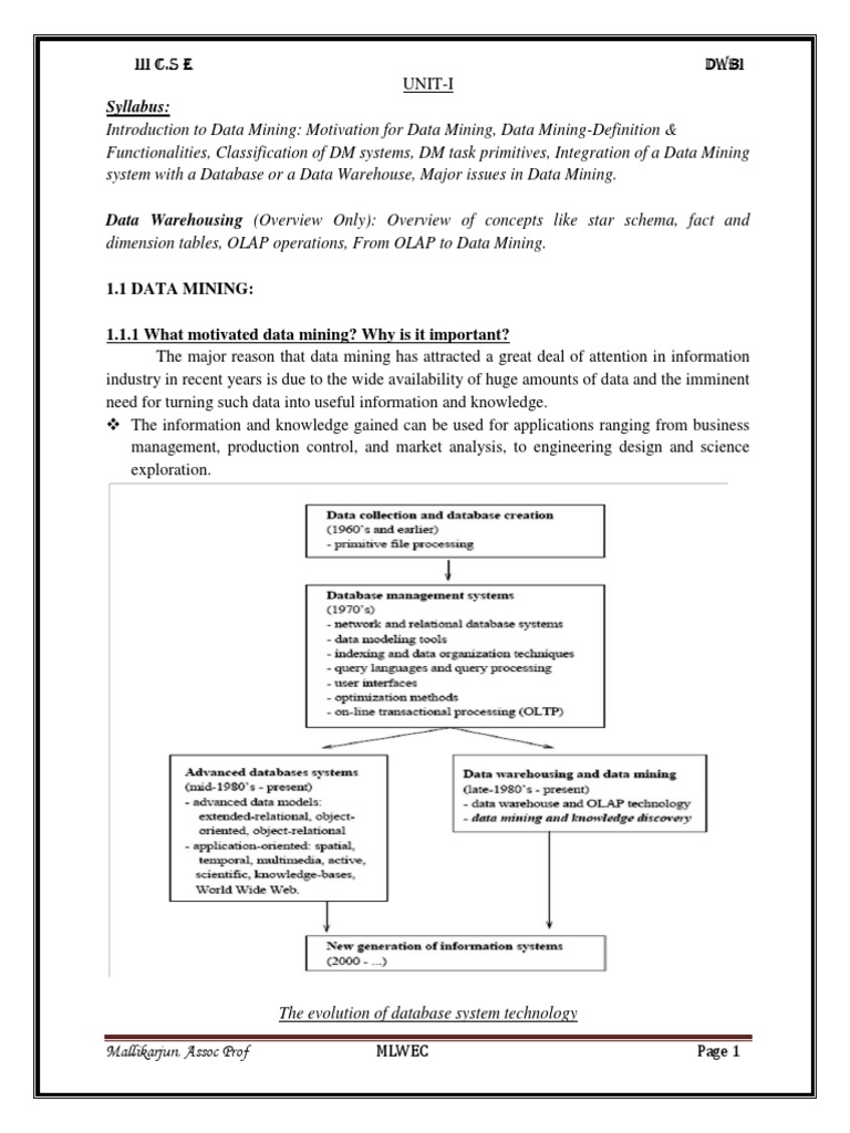 Syllabus:: 1.1 Data Mining | PDF | Data Warehouse | Data Mining