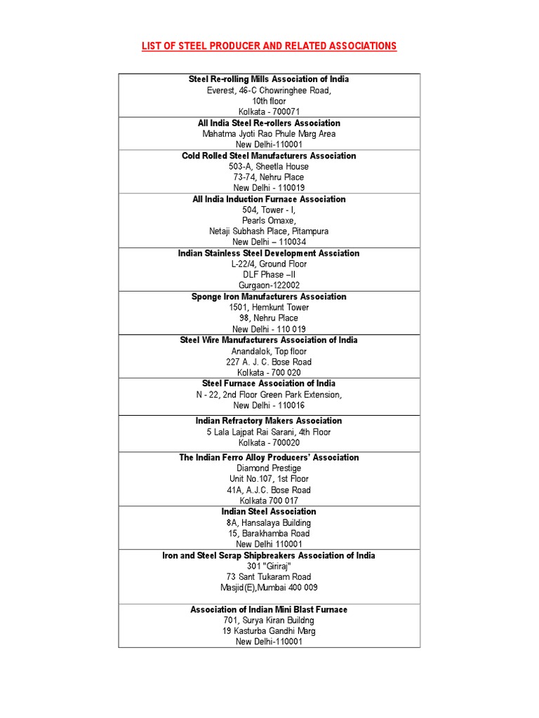 Association List | PDF | Steel | Building Engineering