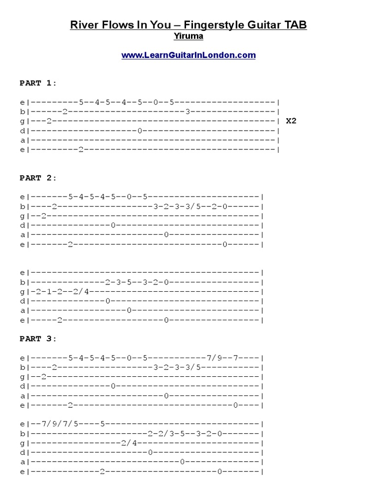 River Flows In You – Fingerstyle Guitar TAB: Yiruma | Guitars ...