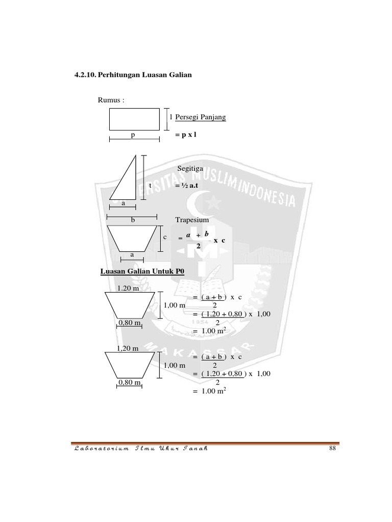 Calculating the Areas of Excavation: Formulas and Step-by-Step Worked ...