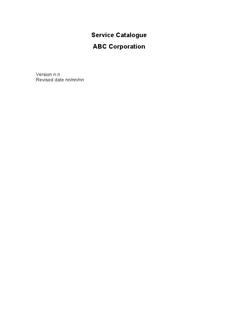 Current Service Catalogue Template | PDF | It Service Management ...