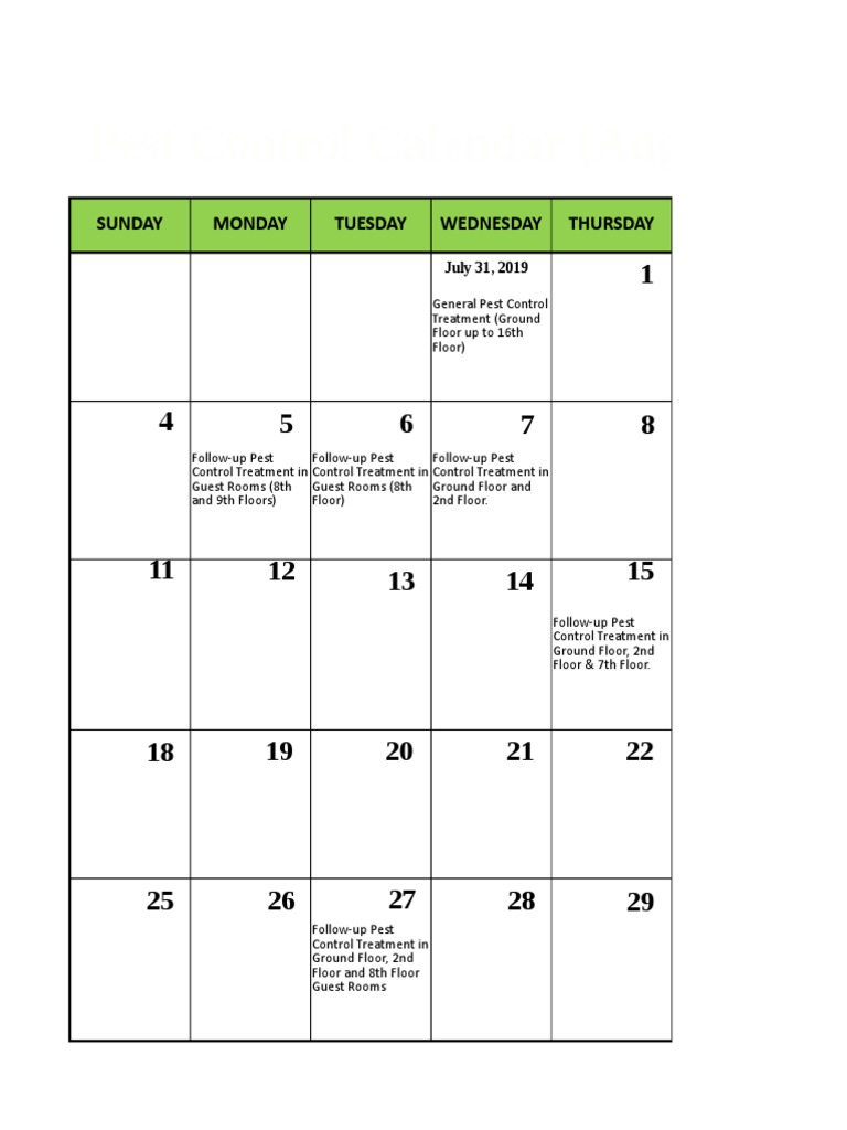 Pest Control Calendar | PDF
