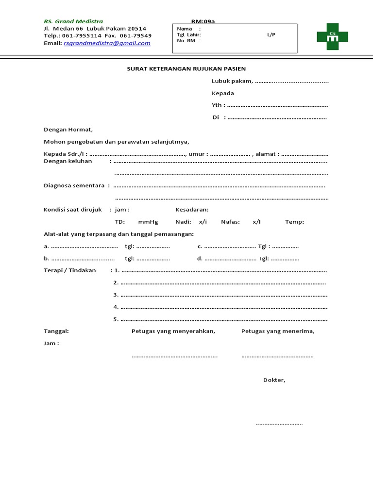SURAT KETERANGAN RUJUKAN PASIEN Edit Fix | PDF