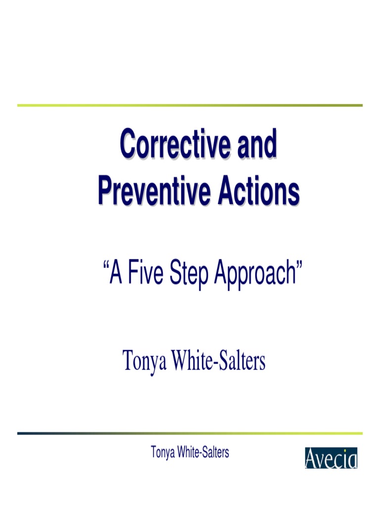Corrective and Preventive Actions A Five Step Approach PDF | PDF ...