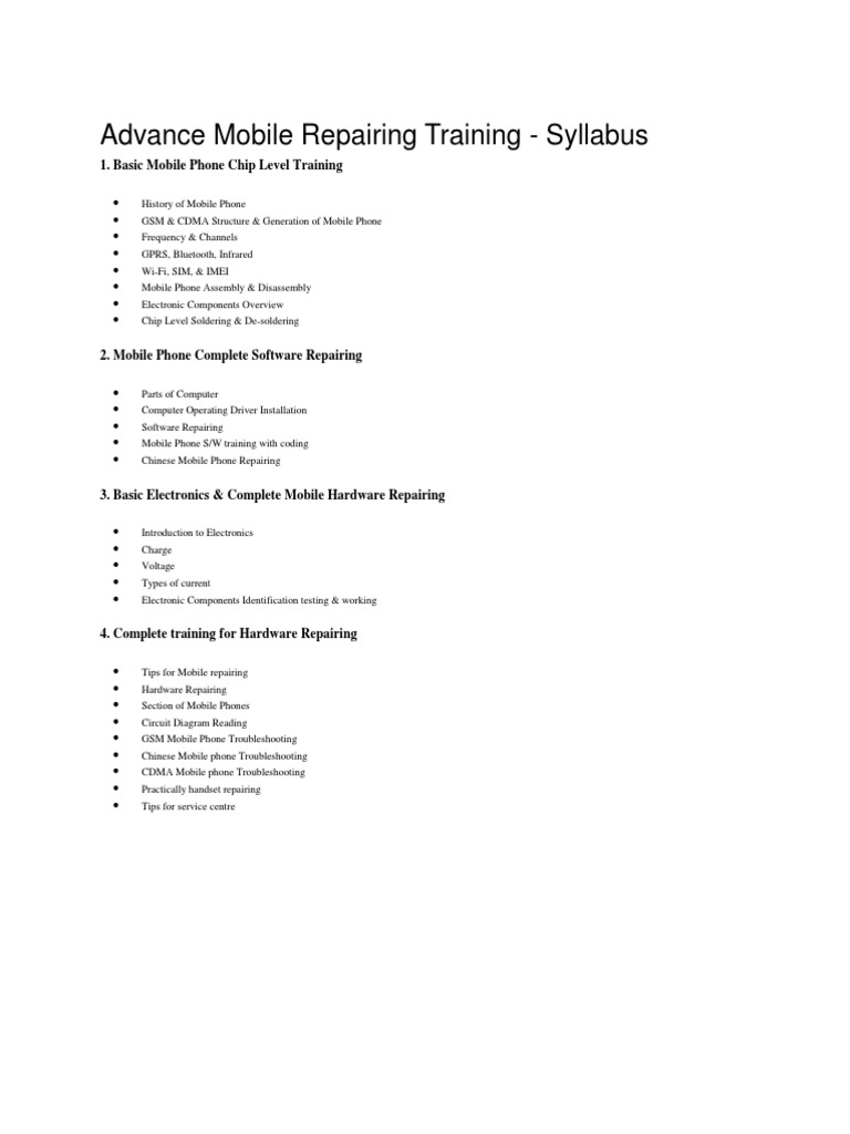 Advance Mobile Repairing Training | PDF