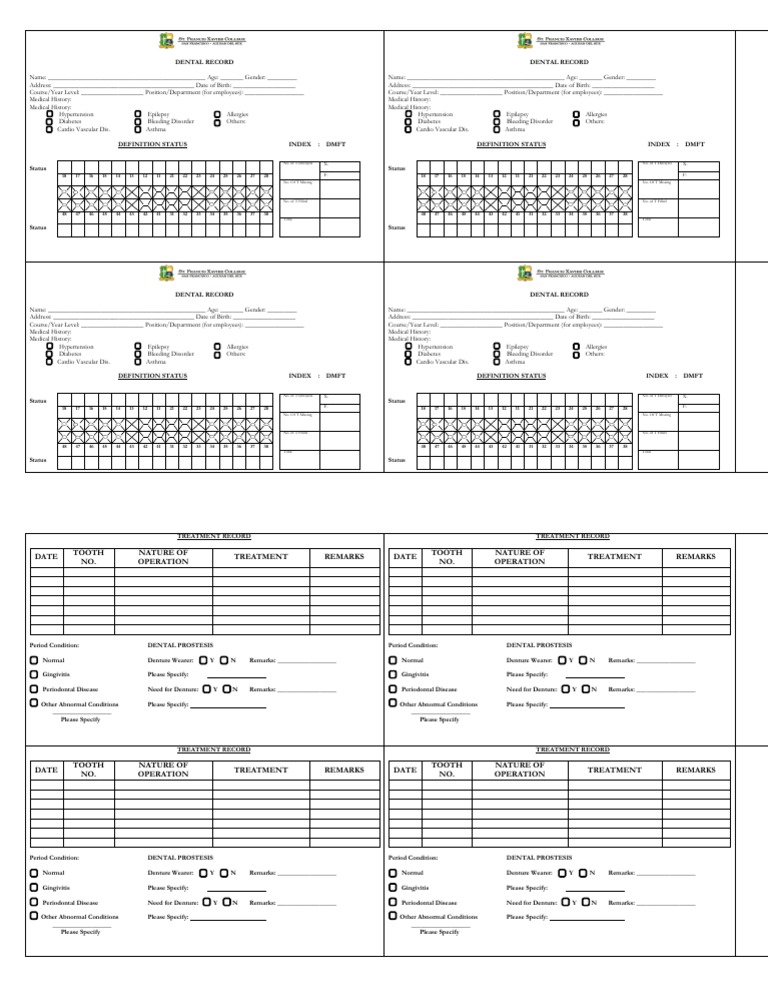 Dental Record Sample | PDF | Dentures | Health Care