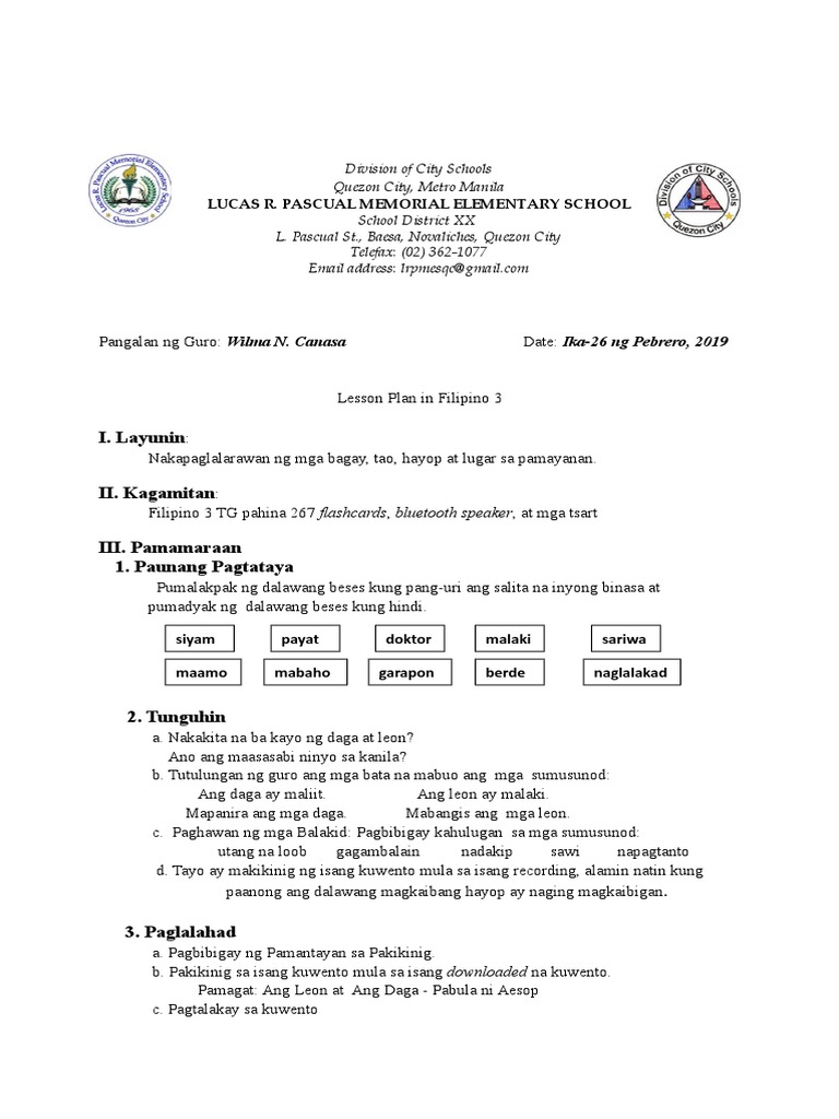 Lesson Plan Demo With Ma'am Mendoza | PDF