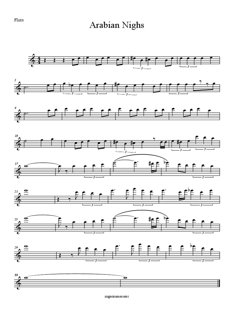 Flute Sheet Music: Arabian Nights | PDF