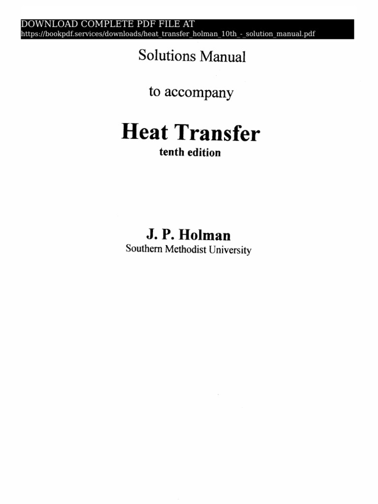 Heat Transfer Holman 10th Solution Manua PDF | PDF