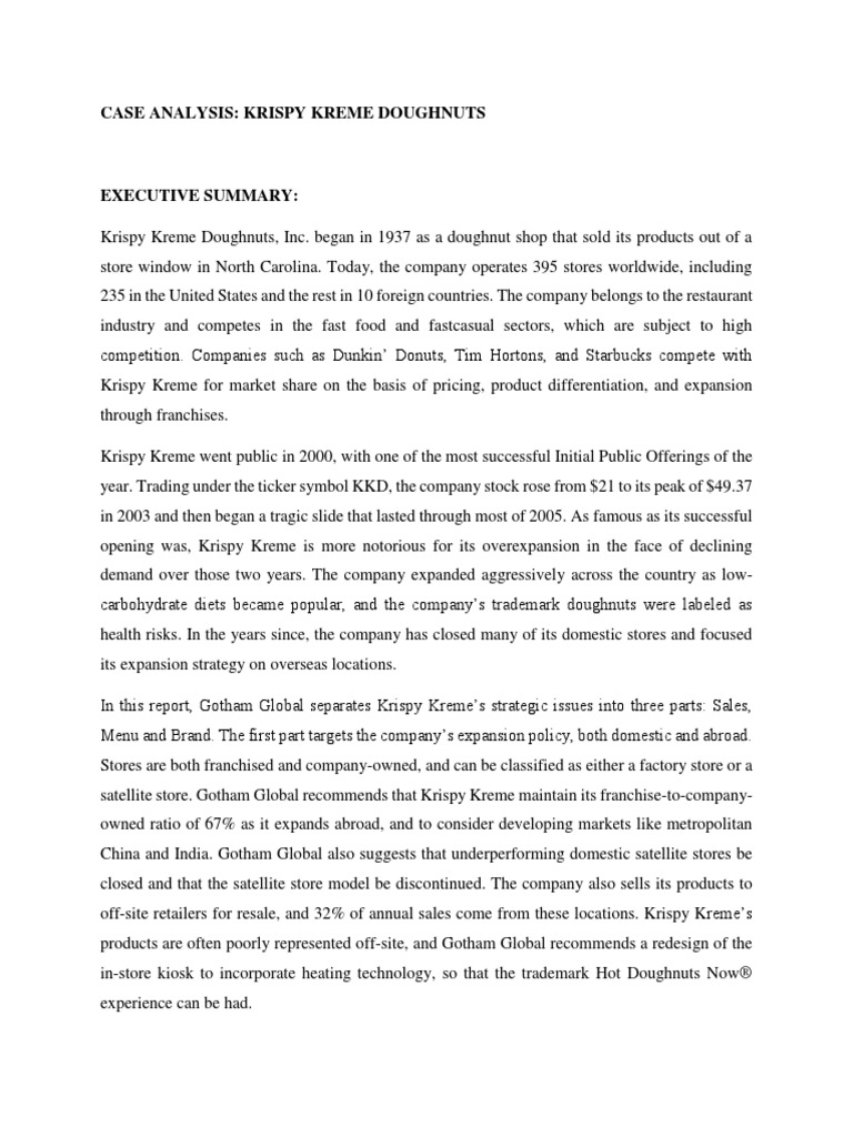 Case Analysis On Krispy Kreme Doughnuts | PDF | Retail | Marketing