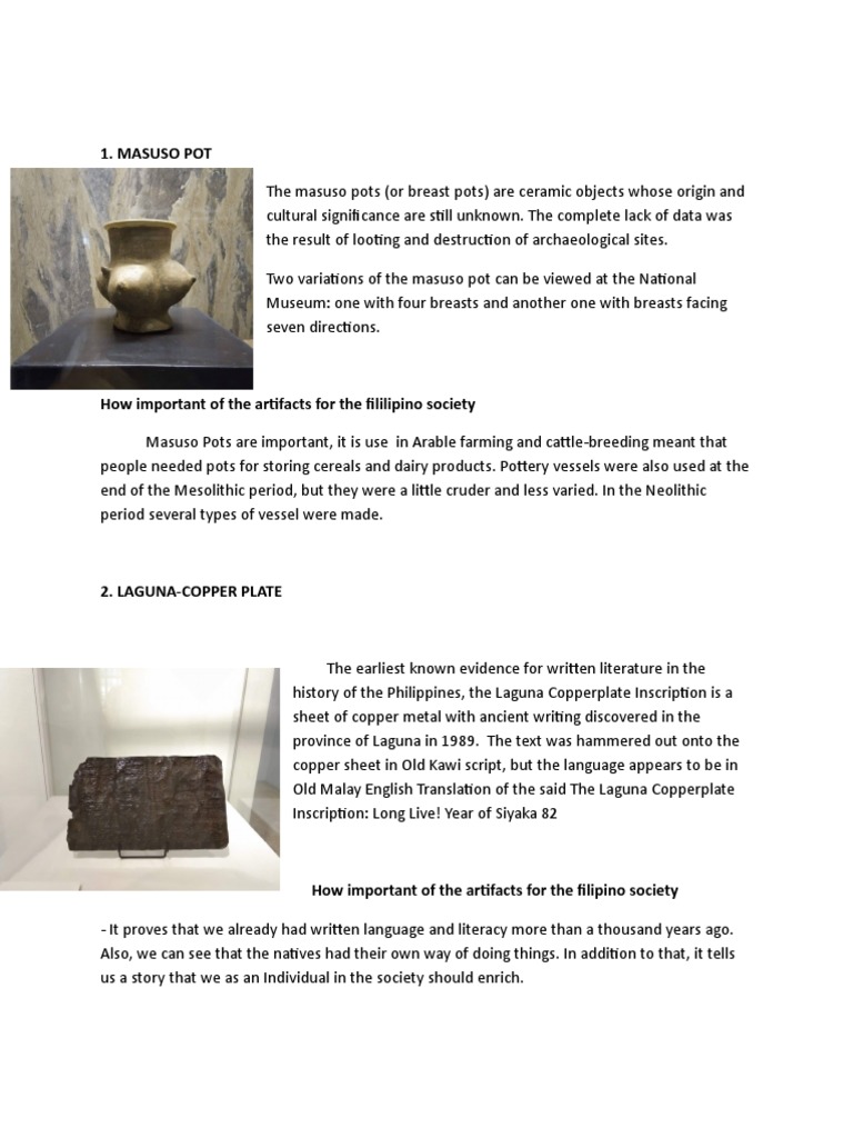 Filipino Cultural Artifacts and Their Importance to Society | PDF ...