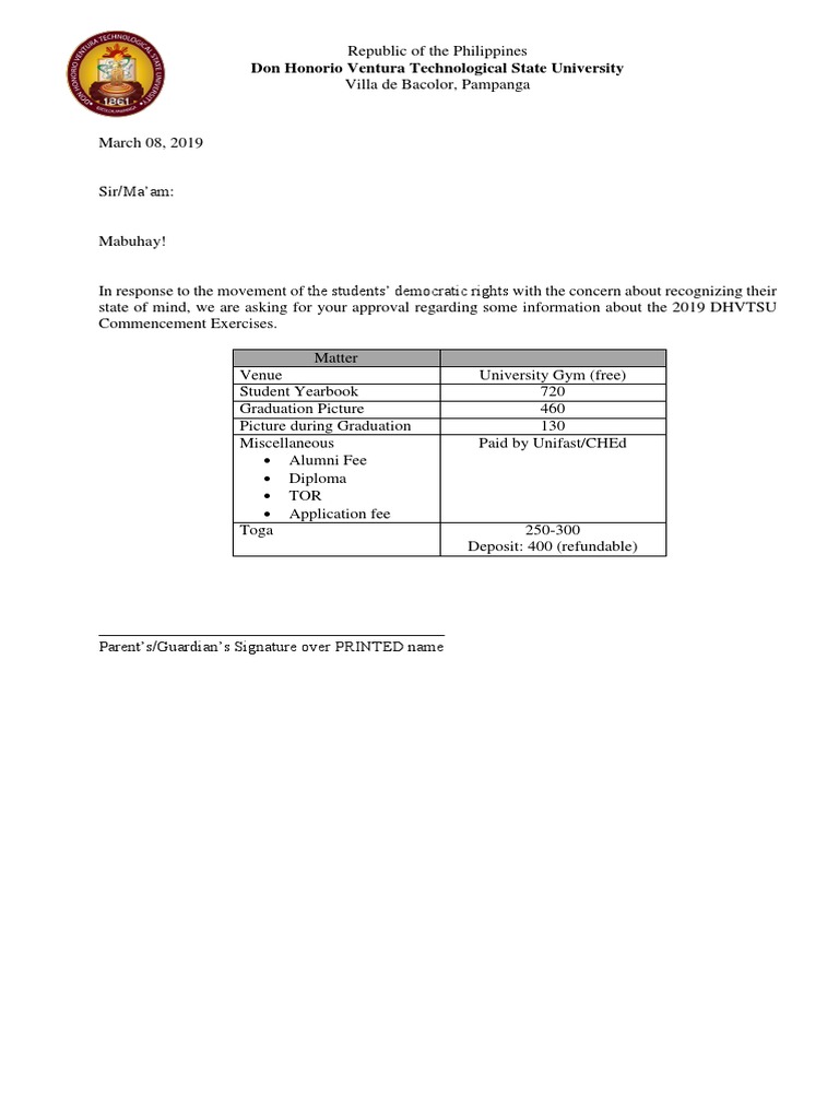 Request Letter For Graduation | PDF