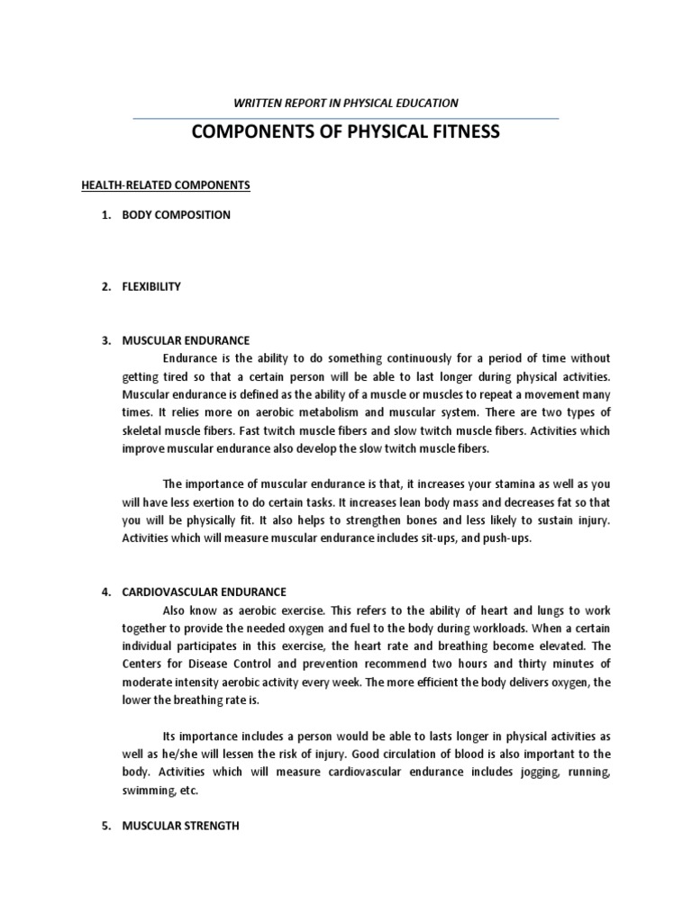 An Analysis of the Key Components of Physical Fitness Discussed in a ...