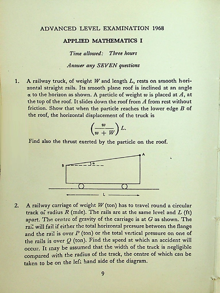 1968 AL Applied Mathematics Paper 1, 2 | PDF 1968 AL Applied Mathematics Paper 1, 2 | PDF