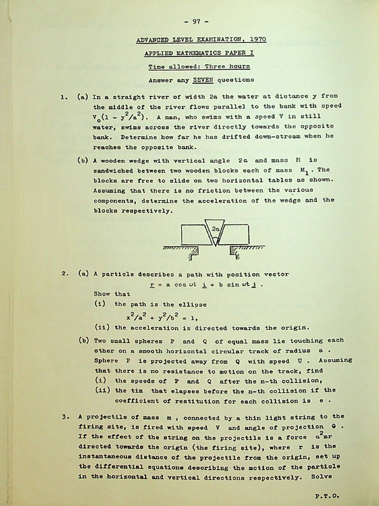 1970 Al Applied Mathematics Paper 1 2 