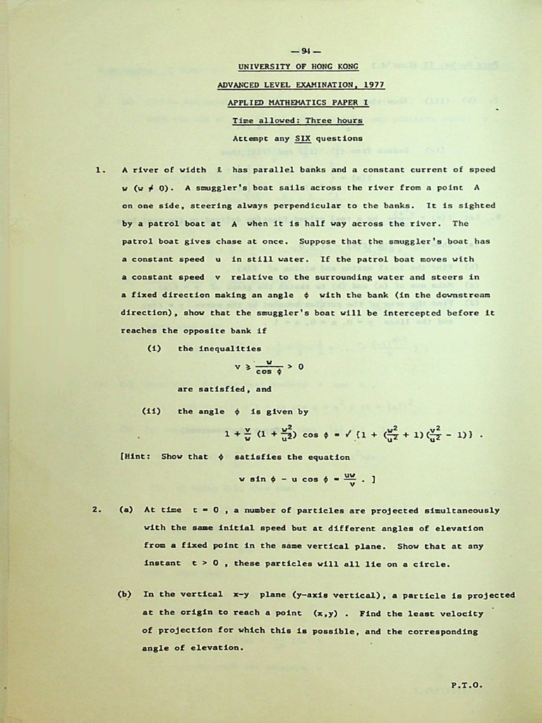 1977 AL Applied Mathematics Paper 1, 2 | PDF