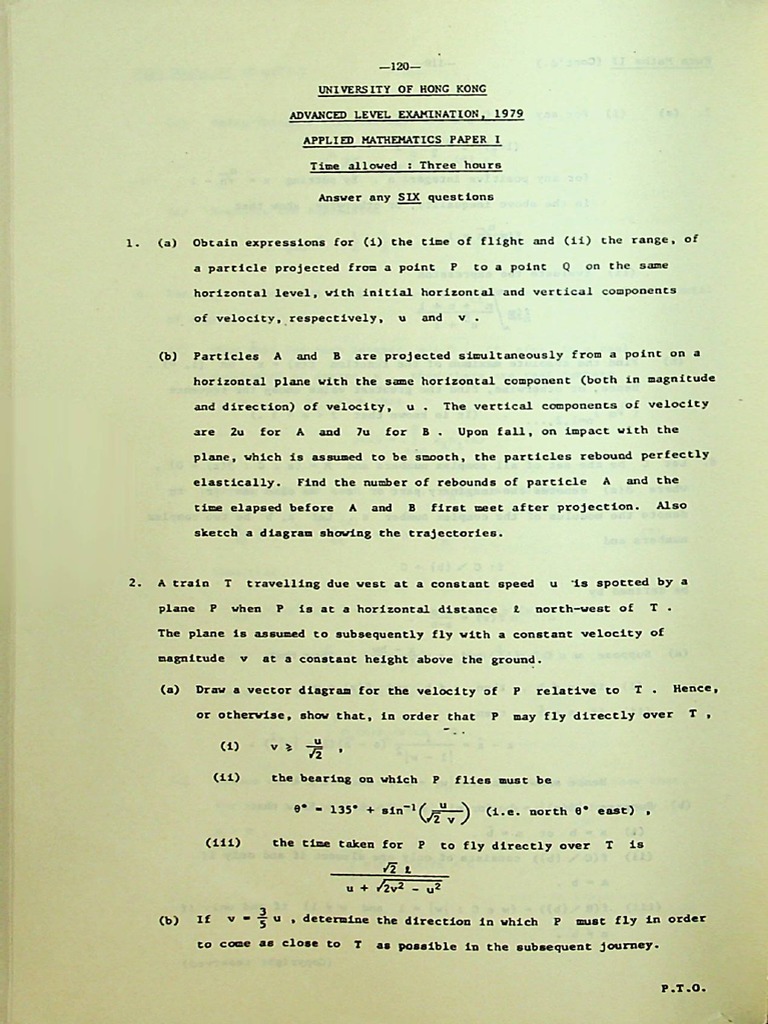 1979 AL Applied Mathematics Paper 1, 2
