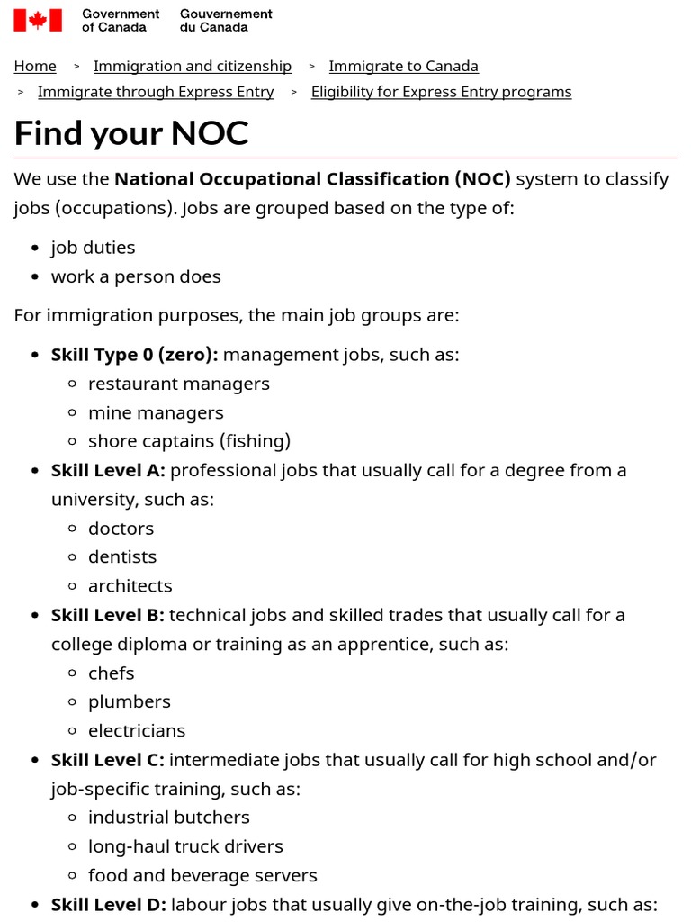 Find Your NOC - Canada | PDF | Apprenticeship | Business