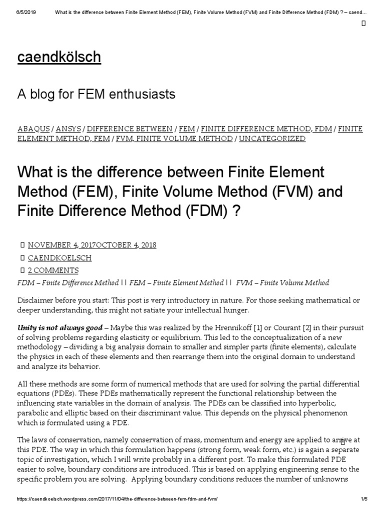 Difference Between Finite Element and Finite Different Methods | PDF ...