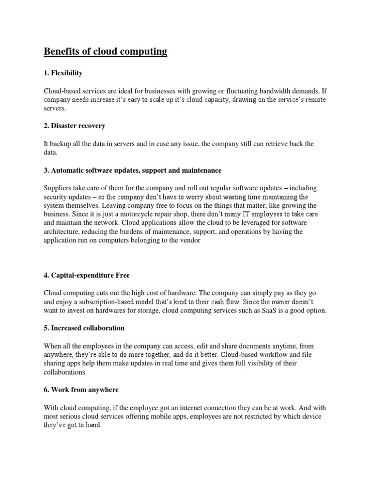 Benefits of Cloud Computing | PDF | Cloud Computing | Computing