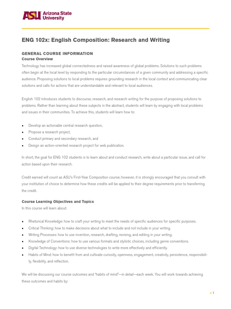 ENG 102x: English Composition: Research and Writing: General Course ...