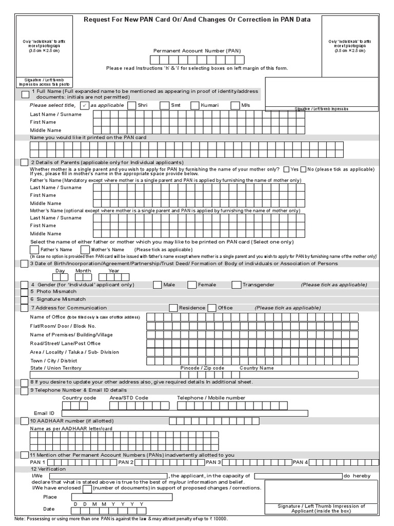 Pan Form Correction PDF | PDF | Identity Document | Government And ...