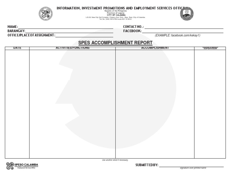 Spes Accomplishment Form | PDF