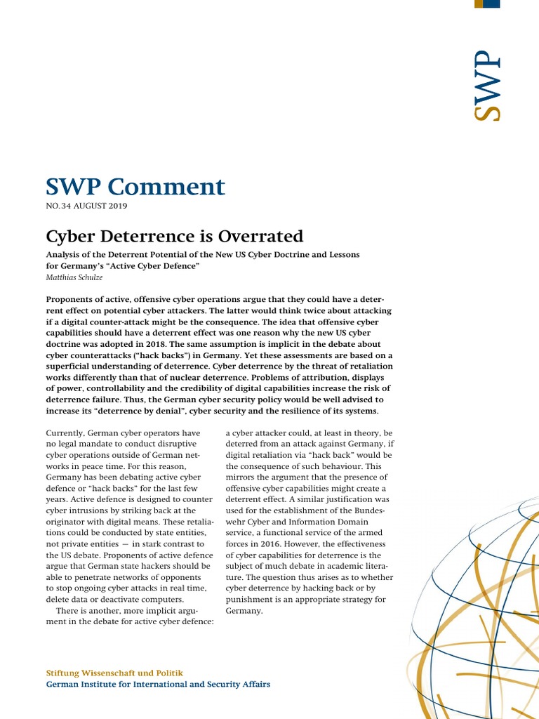 Cyber Deterrence Is Overrated: Matthias Schulze | PDF | Deterrence ...