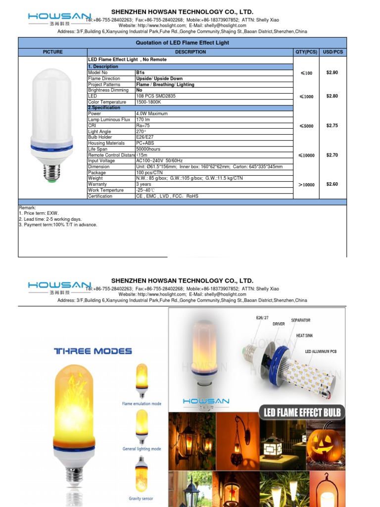 LED Flame Effect Light Quotation | PDF | Electrodynamics | Light