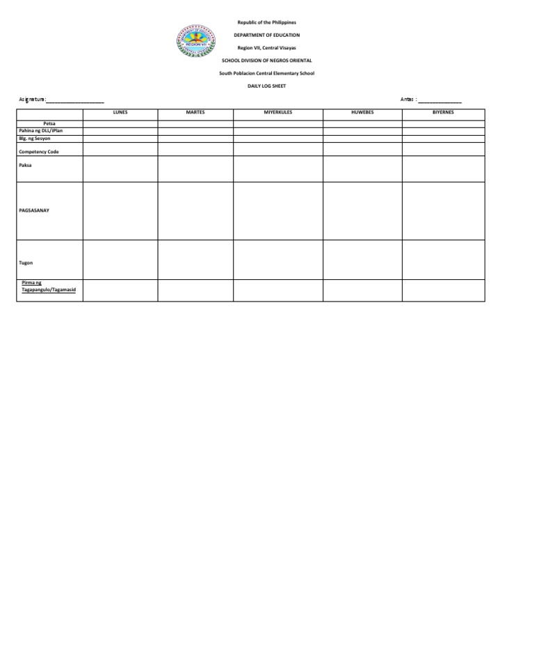Daily Log Sheet Template for Teachers | PDF