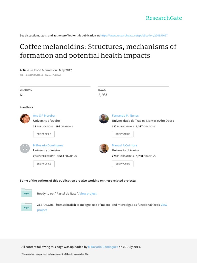 Coffee Melanoidins: Structures and Health Impacts | PDF | Polyphenol ...