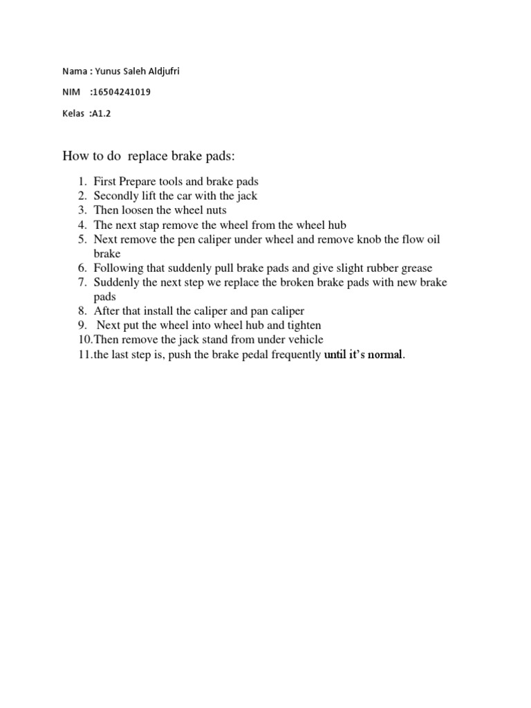 DIY Brake Pad Replacement Guide | PDF