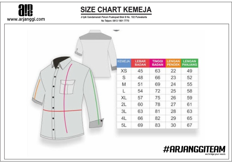 Size Chart Kemeja: JL Ipik Gandamanah Perum Puskopad Blok B No. 102 ...