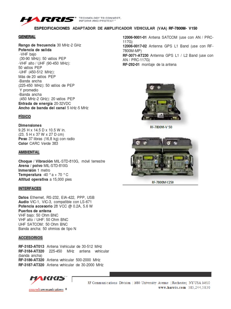 Especificaciones del Adaptador VAA RF-7800M | PDF