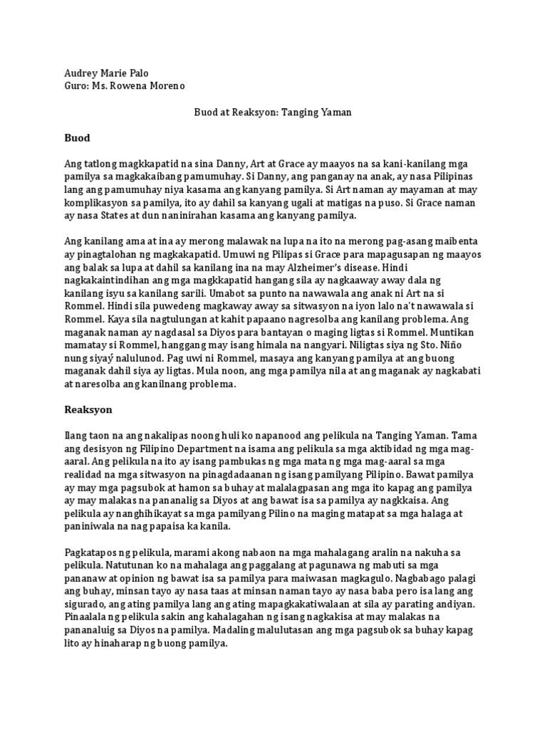 Filipino Tanging Yaman | PDF