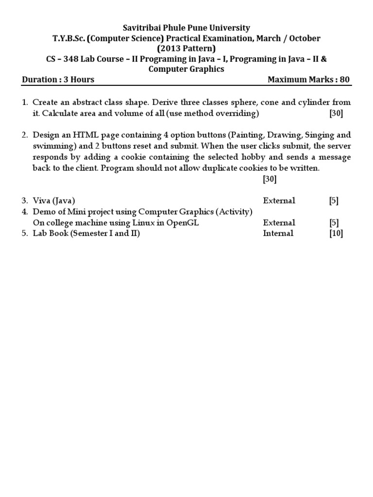 T.Y. B.SC Computer Science Slips Java Mar - Oct Pattern 2013-Min PDF | PDF | Java (Programming ...