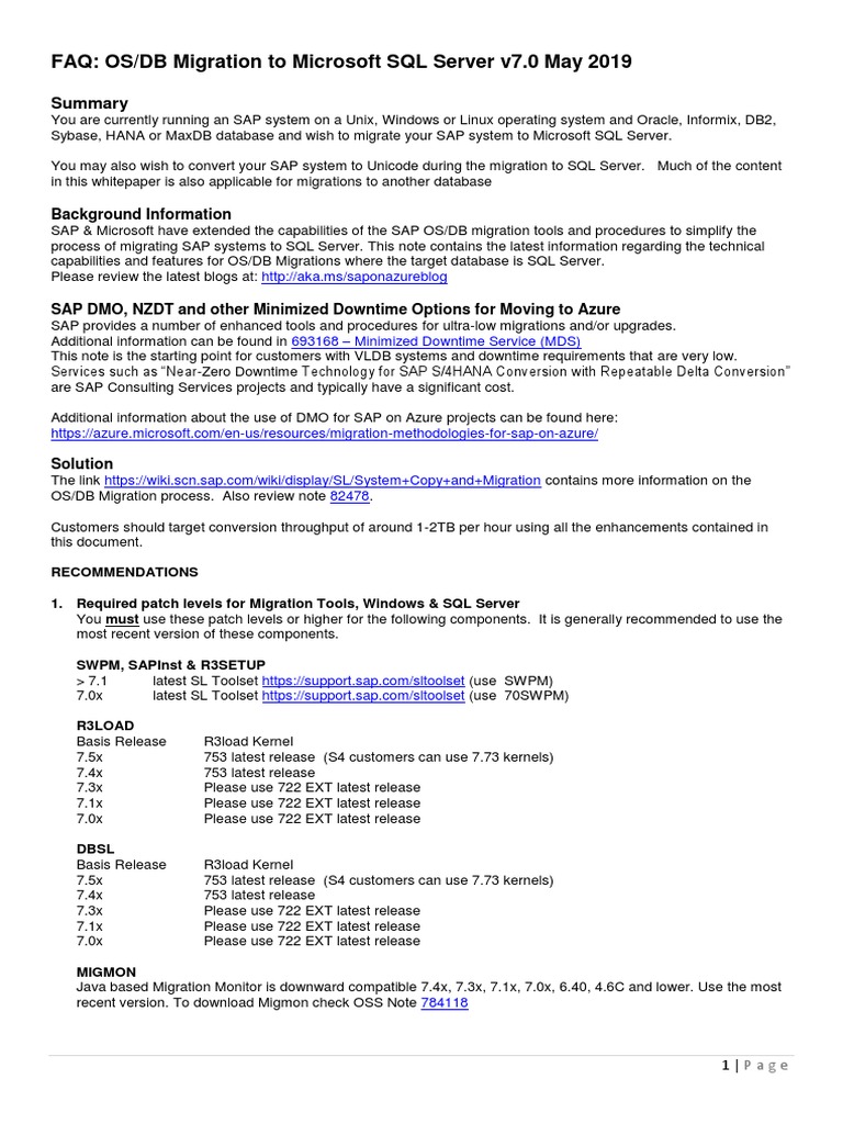 Oracle To SQL Migration FAQ - v7.0 | PDF | Oracle Database | Microsoft ...