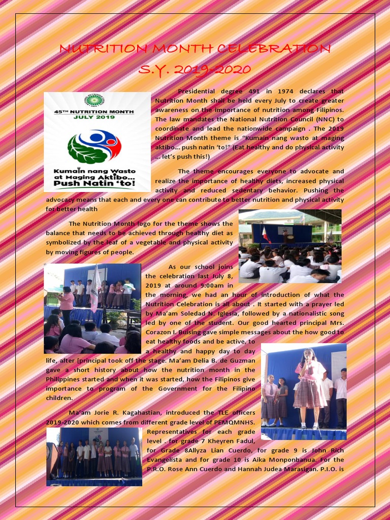 Nutrition Month Narrative Report. 19-20 | PDF | Healthy Diet | Nutrition