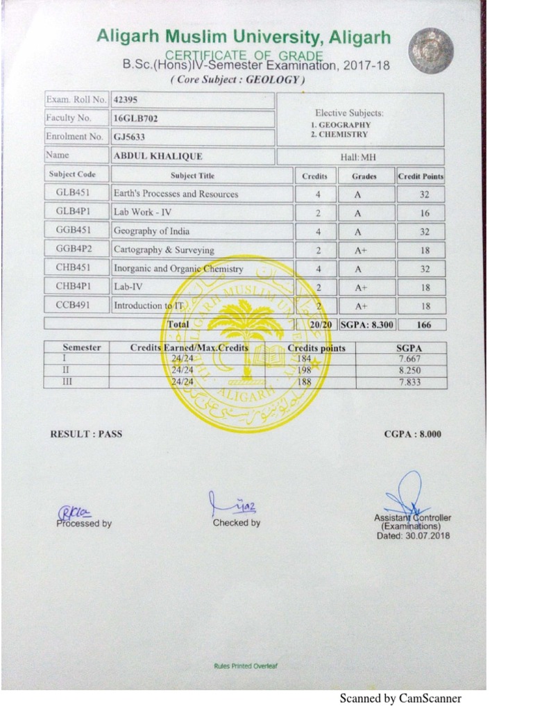 4th Semester Marksheet | PDF