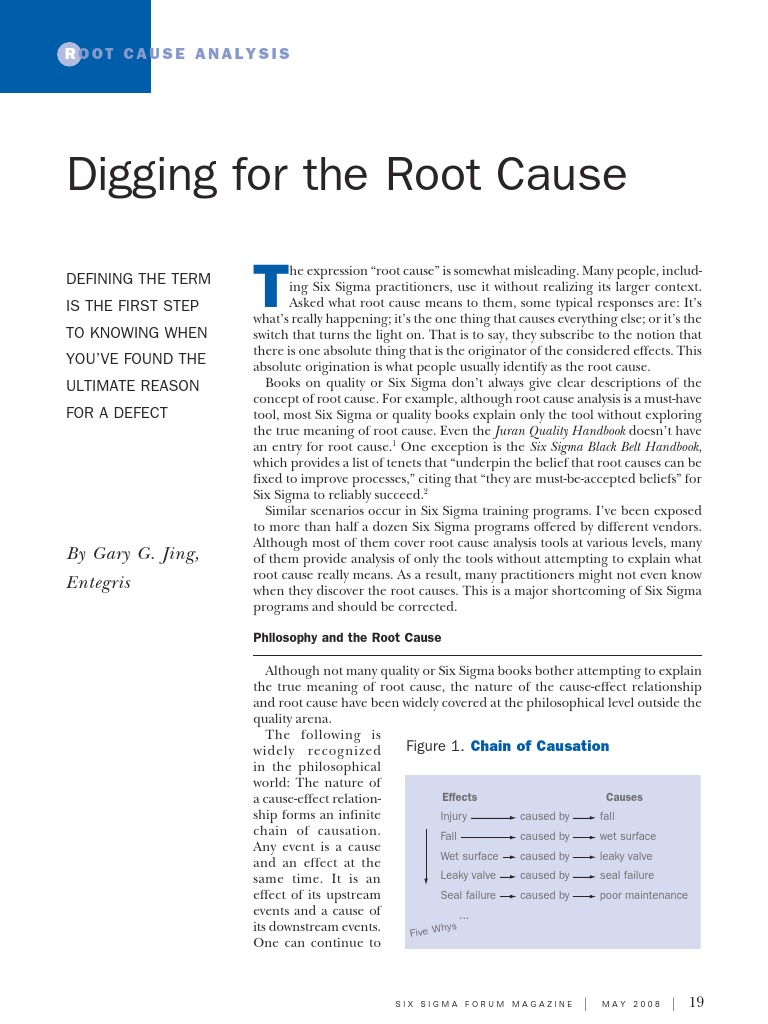 Digging For The Root Cause | Download Free PDF | Causality | Six Sigma