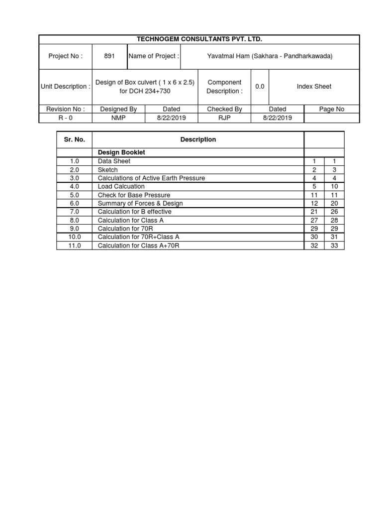 Box Culvert Design Calculations | PDF | Bending | Flood