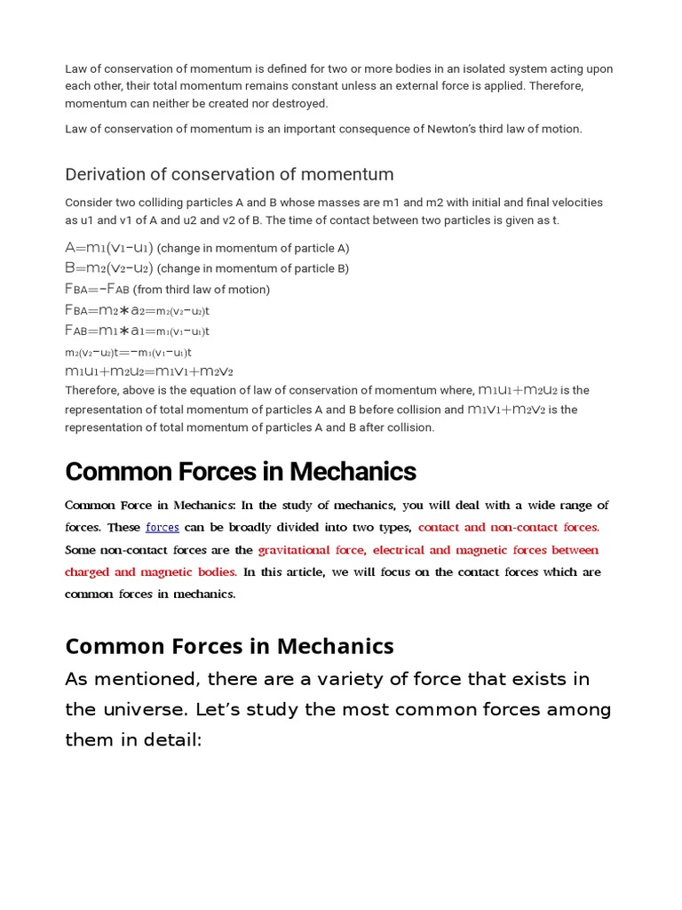 Common Forces in Mechanics | PDF | Friction | Force