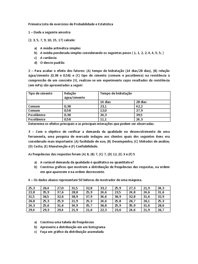 Probabilidade | PDF | Desvio padrão | Probabilidade e estatística