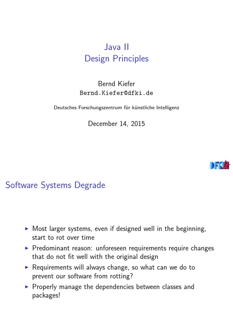 Design Principles for Maintainable Software: The SOLID Principles and ... Design Principles for Maintainable Software: The SOLID Principles and ...
