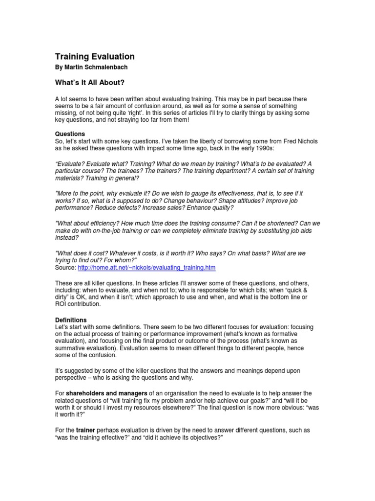 Training Evaluation Model | PDF | Evaluation | Goal