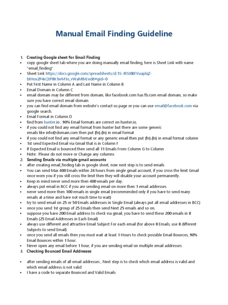 Manual Email Finding Instructions | PDF | Gmail | Email Address