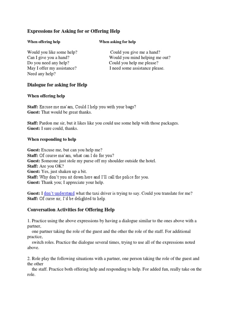 Asking For and Offering Help | PDF | Health Care