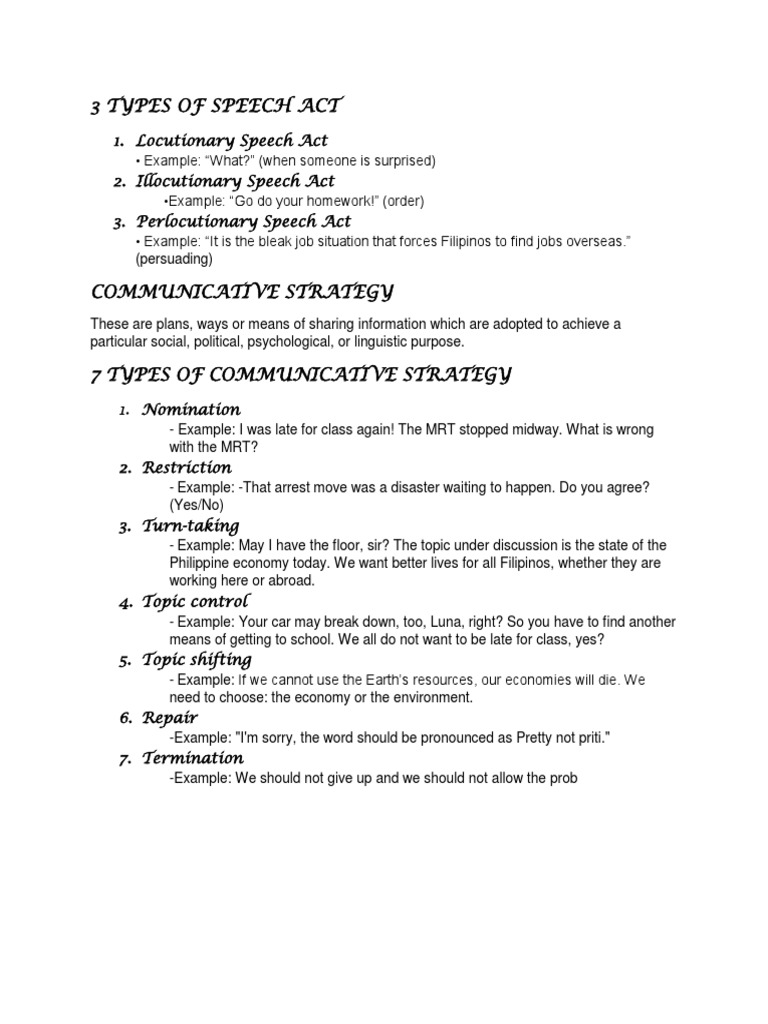 3 Types of Speech Act | PDF