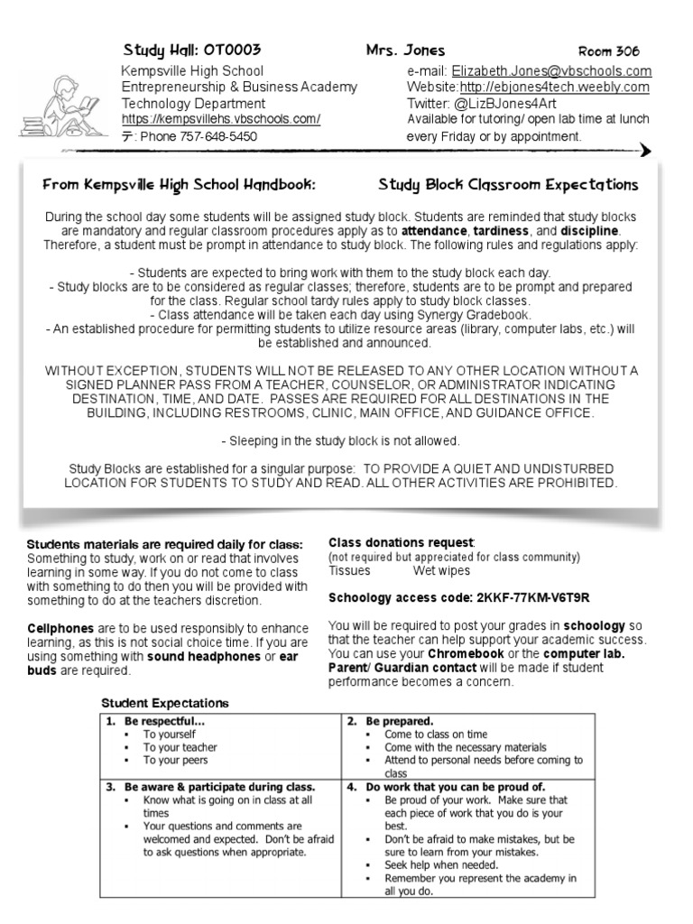 Study Hall Course Expectations Guide | PDF | Mobile Phones | Communication