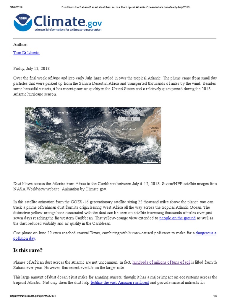 Saharan Dust Impact on Atlantic Weather | PDF | Physical Geography ...